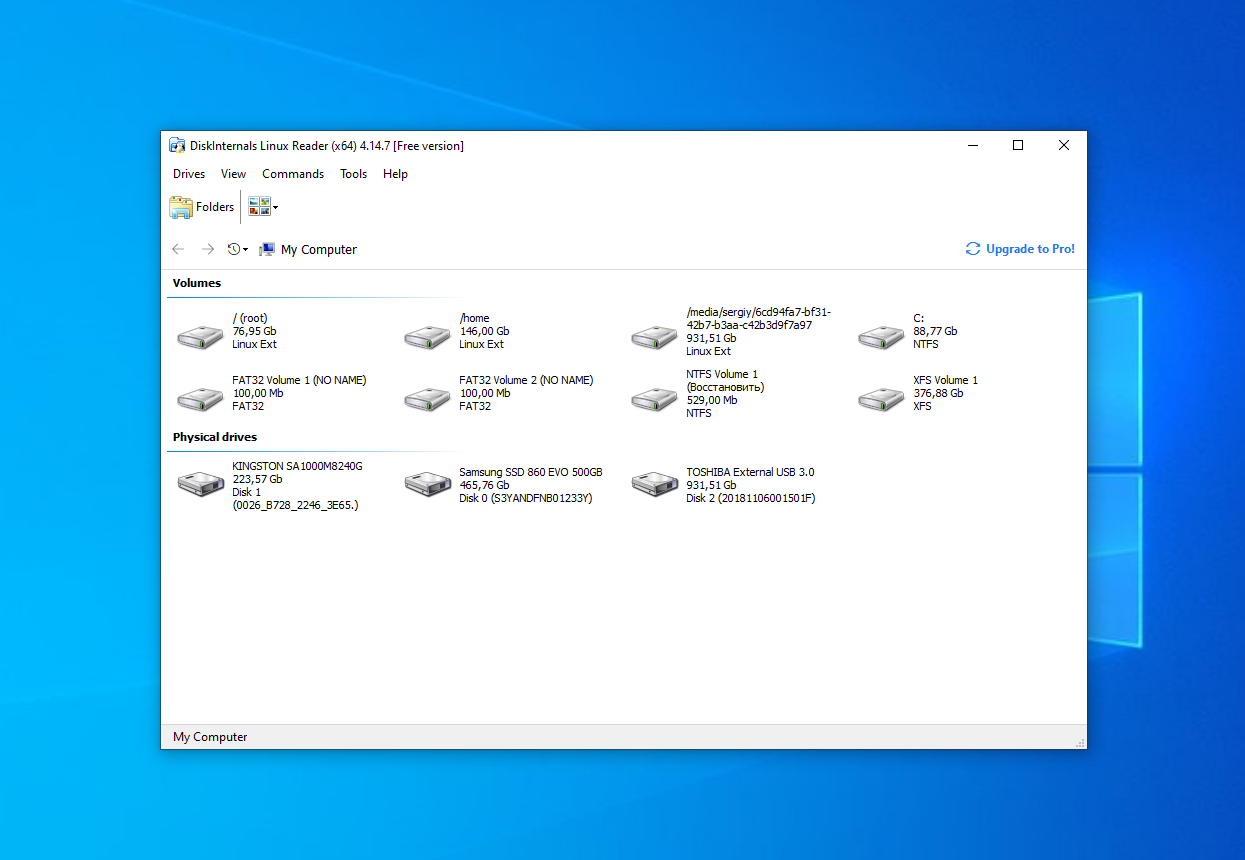 Подключение ext4 в Windows